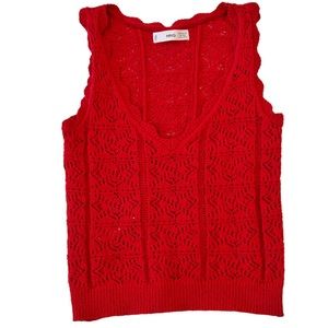 Mango | Tops | Mng Mango Crotchet Scalloped V Neckline Cropped Ribbed ...